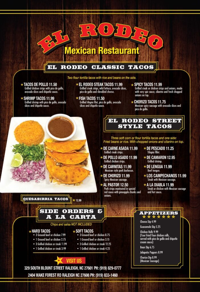 Menu - El Rodeo Mexican Restaurant
