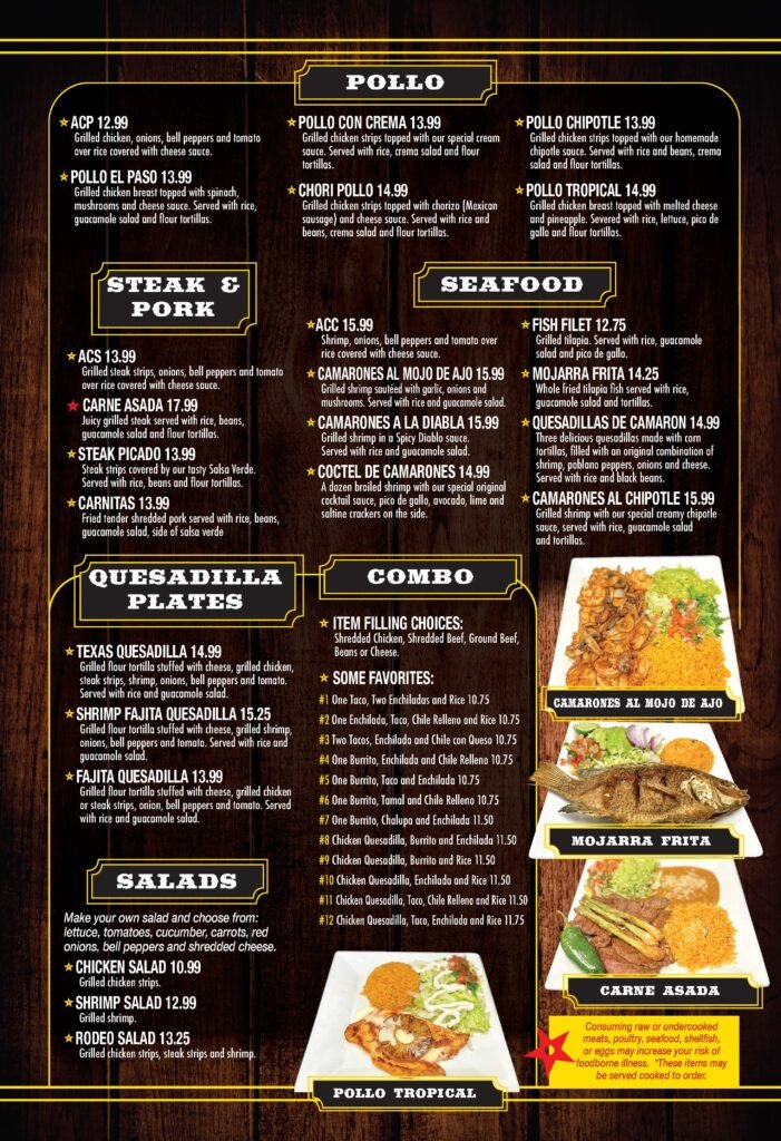 Menu - El Rodeo Mexican Restaurant