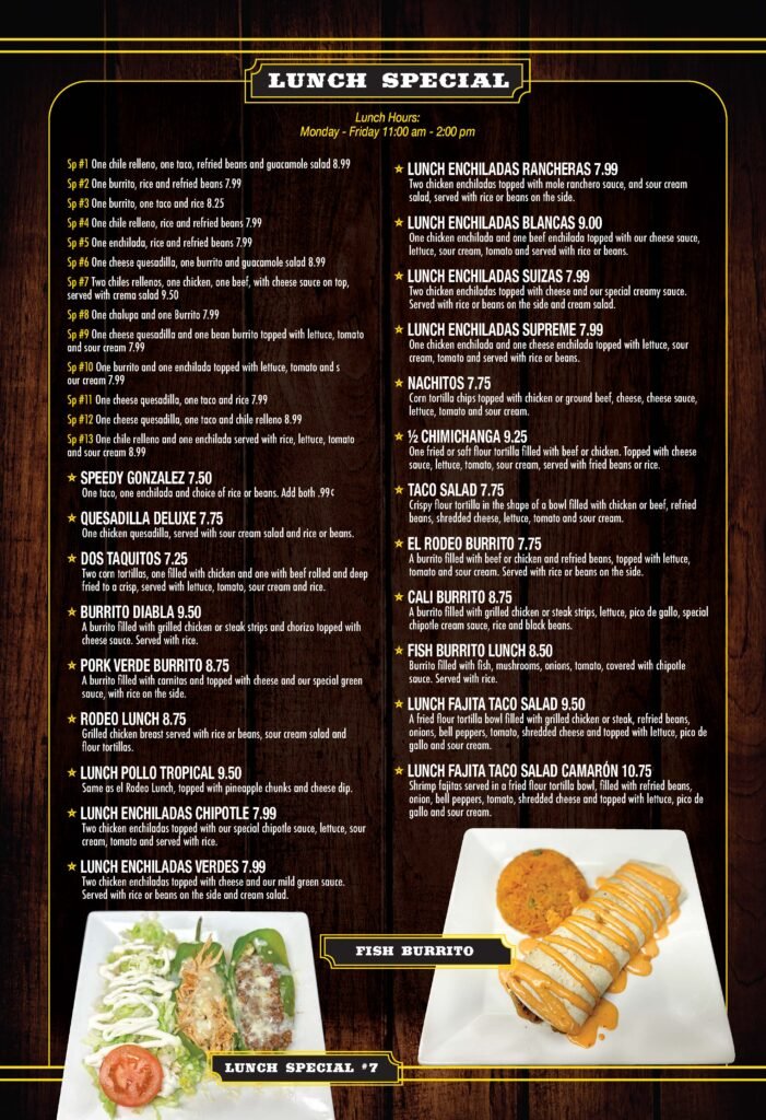 Menu - El Rodeo Mexican Restaurant